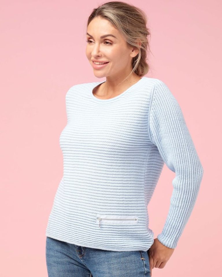 Jumper organic cotton Pale blue - Mode Eva - kläder för kvinnor